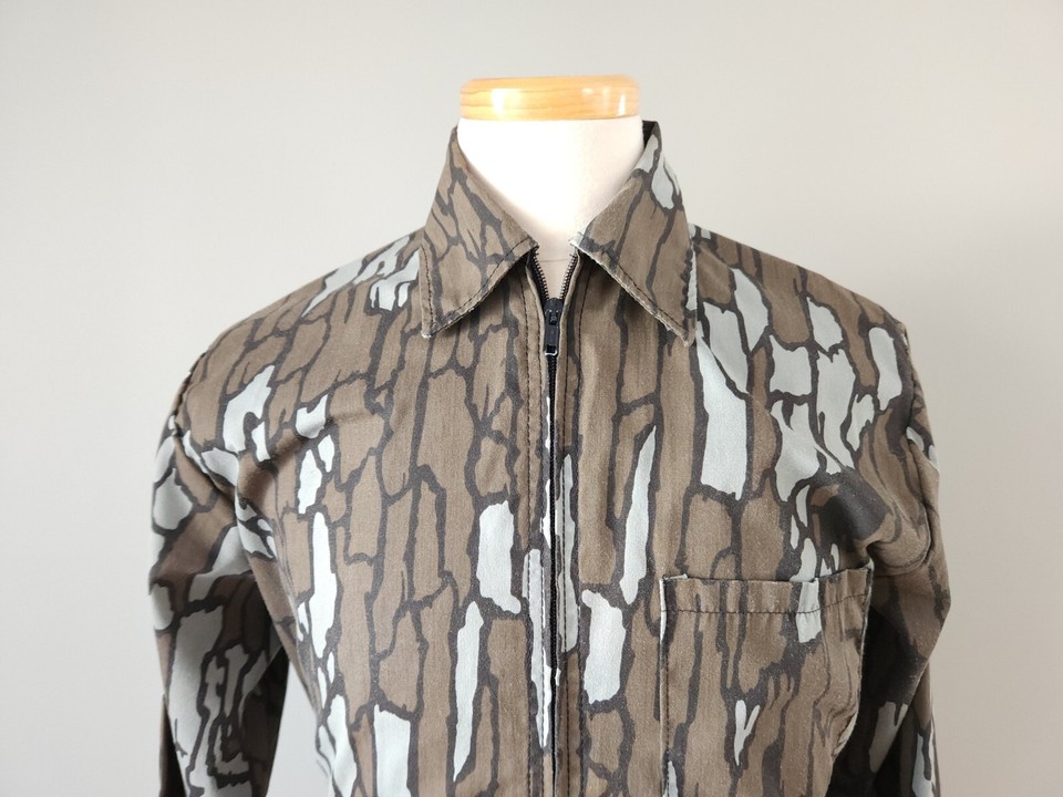 VTG Saftbak Coveralls Men Medium Camo Trebark Hunting Full Zip Stretch ...