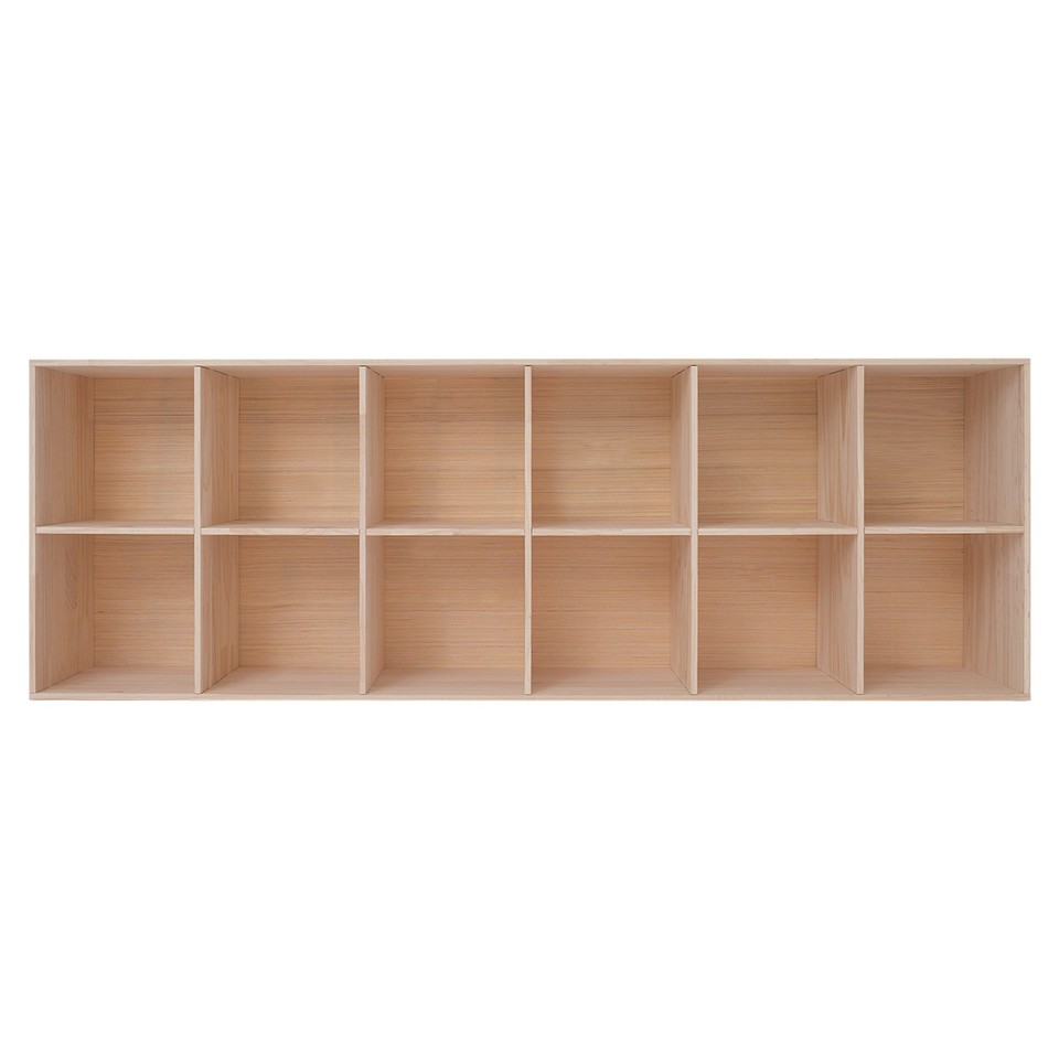 12 Compartments Book Storage Display Cabinet 180cm Bookshelf Solid Wood ...