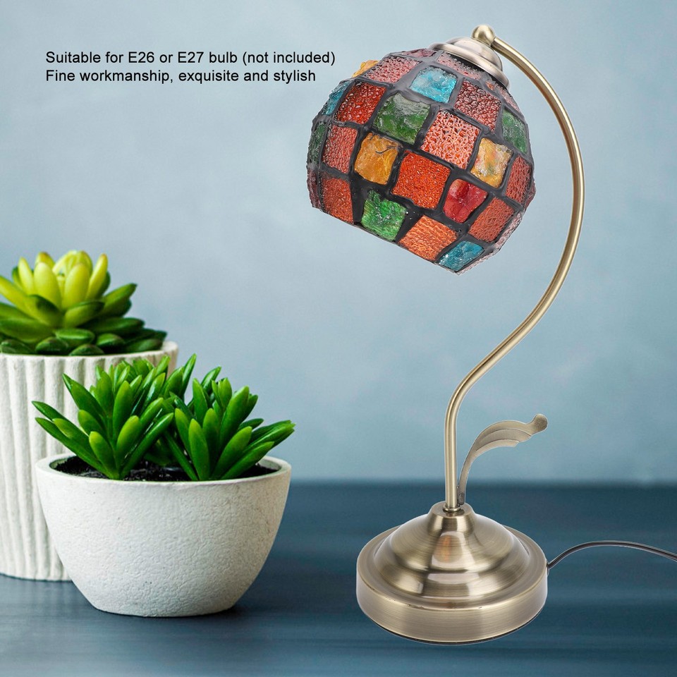 Turkish Lamp With Base Button Switch Colorful Lampshade Vintage Glass ...