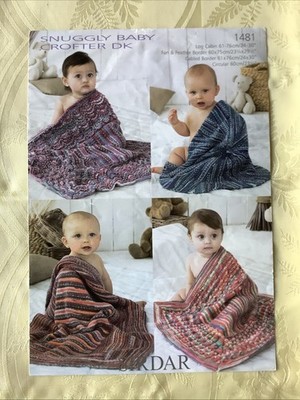 Sirdar Snuggly knitting pattern 1481. Baby blankets DK, 4 designs ...