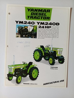 Yanmar YM240, YM 240D Diesel Tractor Spec Sales Sheet Flyer Farm ...
