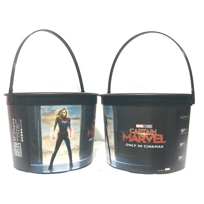 2Pcs Captain Marvel Theatres Movie 2019 Plastic Buckets Popcorn Cinemas ...