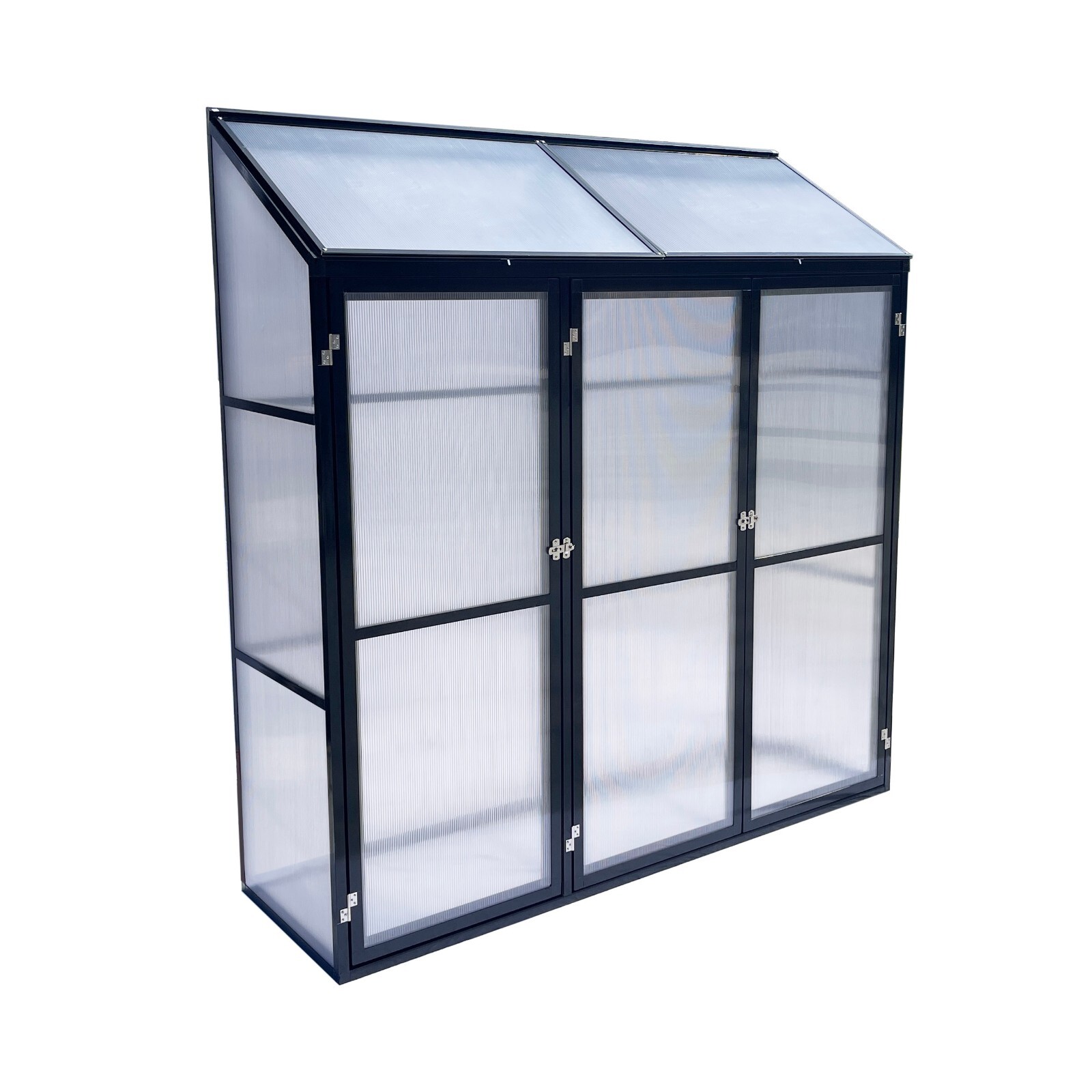 Aluminium Halb-Gewächshaus Treibhaus Frühbeet Schwarz Gestell-MIT ...