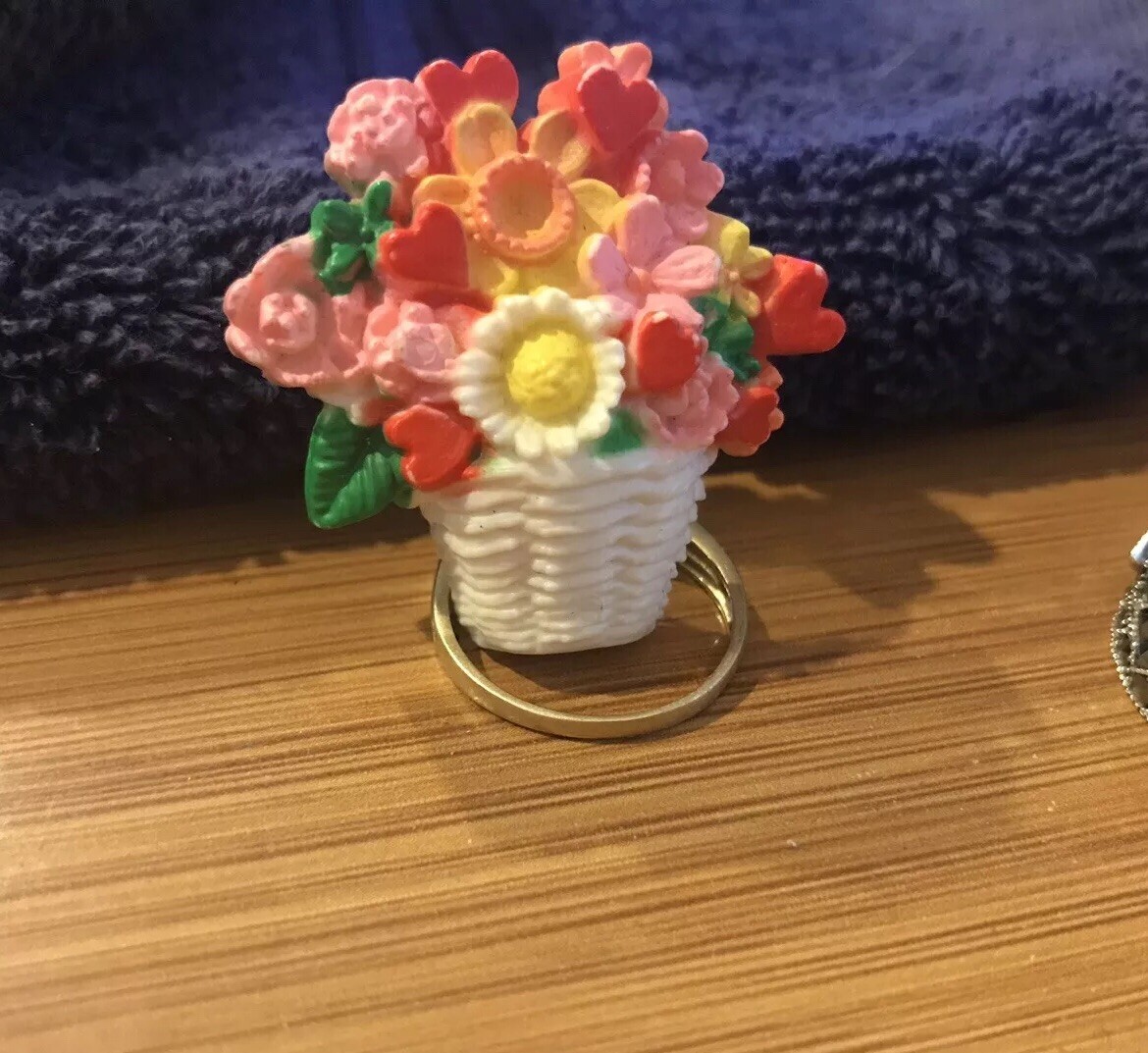 Cute Vtg HALLMARK Basket Full Of Spring Colored Flowers And Hearts | eBay