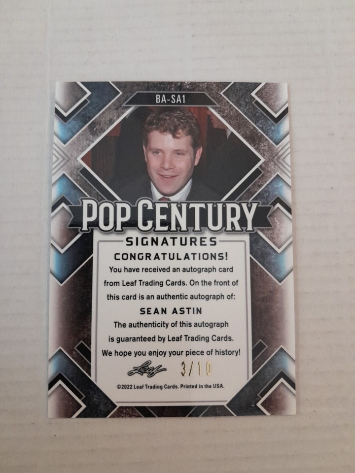 Sean Astin /10 Prism RWB Autograph Card 2022 Leaf Pop Century Lord Of ...