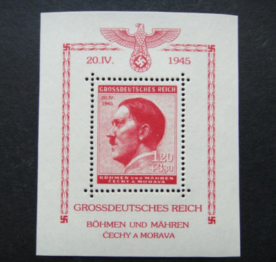 Germany Nazi 1945 Stamp MNH Hitler's Birthday Sheet Swastika Eagle WWII ...