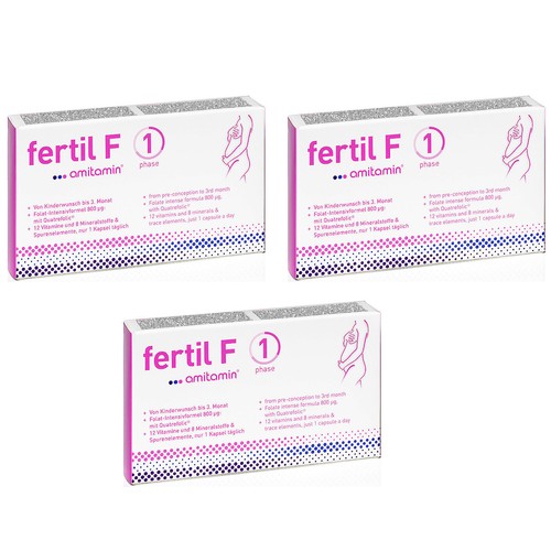 Fertil F Phase 1 - 90 Capsules - Amitamin - Women Fertility - WORLDWIDE ...