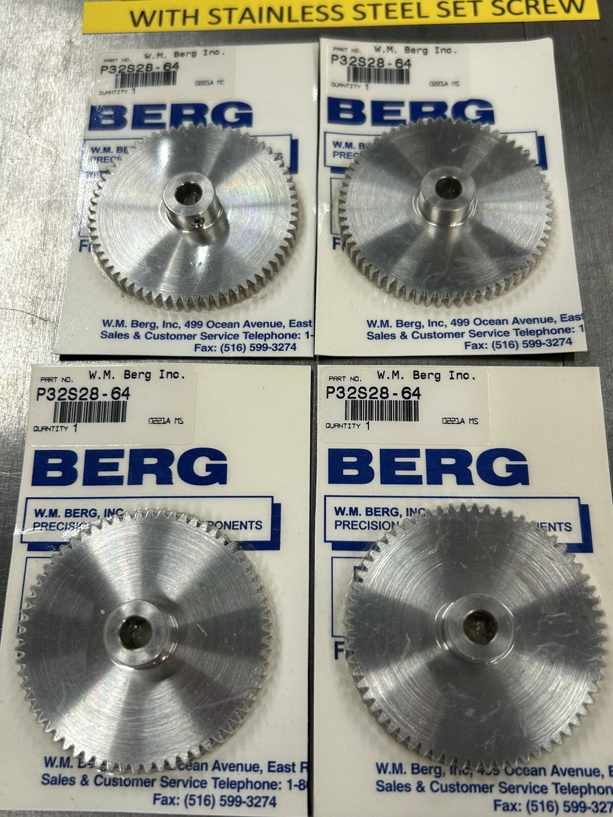 QTY 1 W M BERG STAINLESS STEEL SPUR GEAR 32 PITCH 64 TEETH 3/16” FACE 1 ...