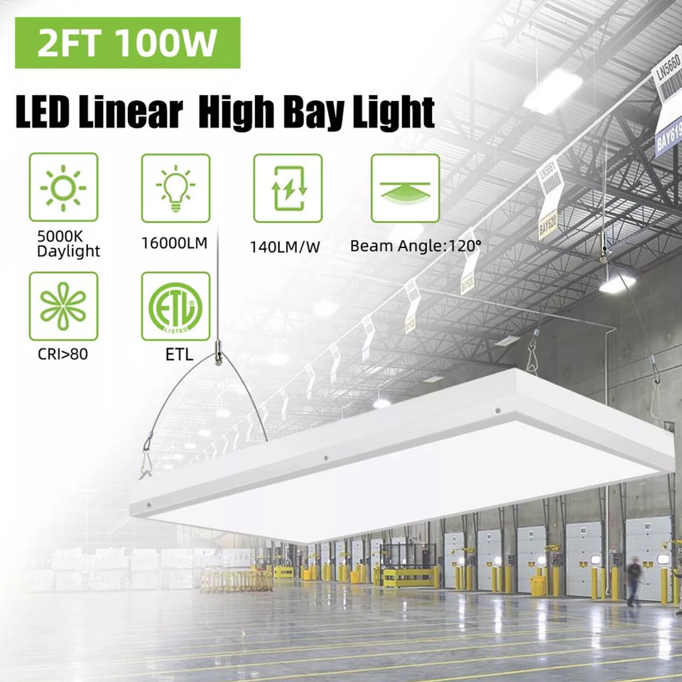 Linear High Bay Led Shop Lights 4 Pack, 100W 5000K LED High Bay Lights ...