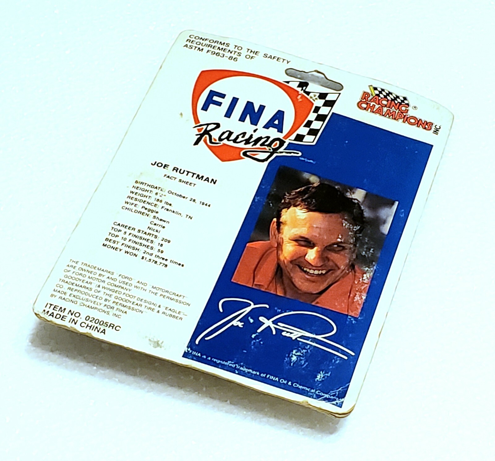 Racing Champions Joe Ruttman #20 Fina Racing 1993 Nascar Collector's ...