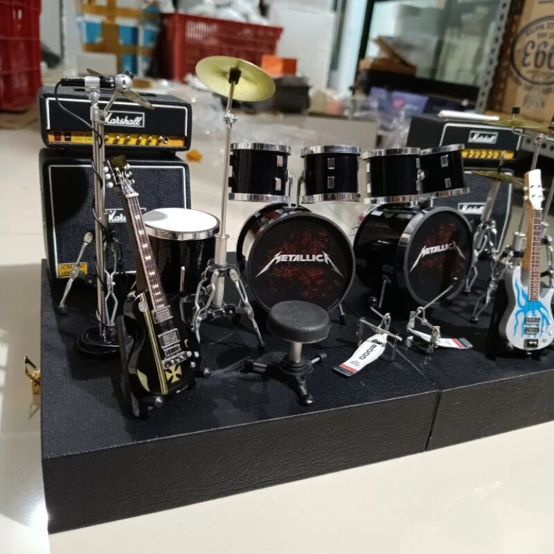Miniature Drum Kit Band Rock Musical Instrument Display Gift 1/12 FULL ...