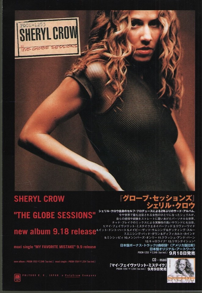 Flyer Sheryl Crow Globe Sessions Japon A&M Flyer Promo Pliant A5 Pour ...