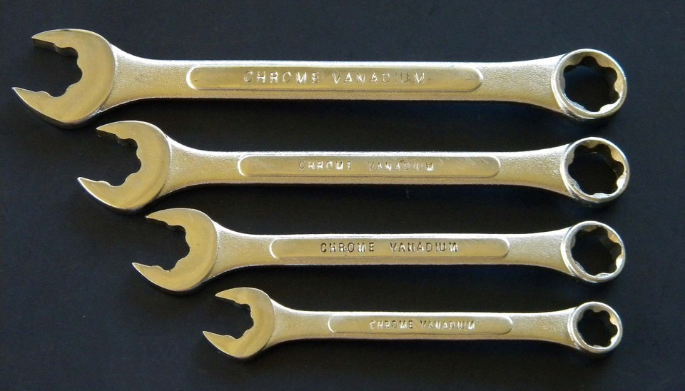 Vtg 4x METRINCH 6PT Combination Wrench Set Chrome Vanadium 10mm&3/8 ...