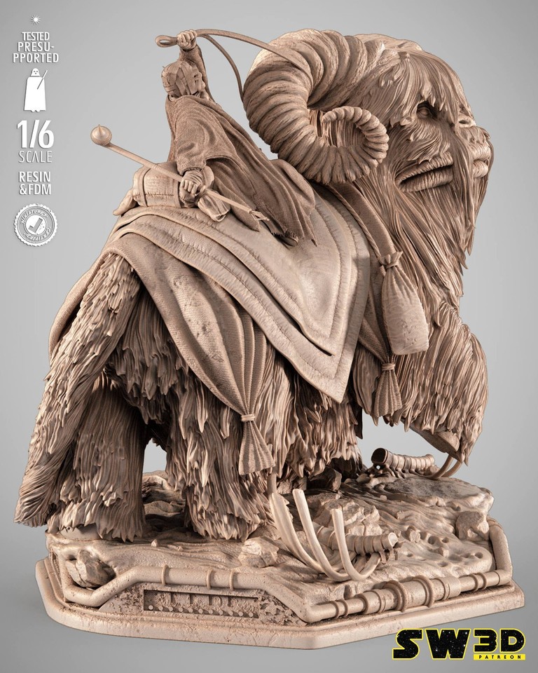 Tusken Raider on Bantha Star Wars 3D Print, Unpainted Tatooine Scene ...