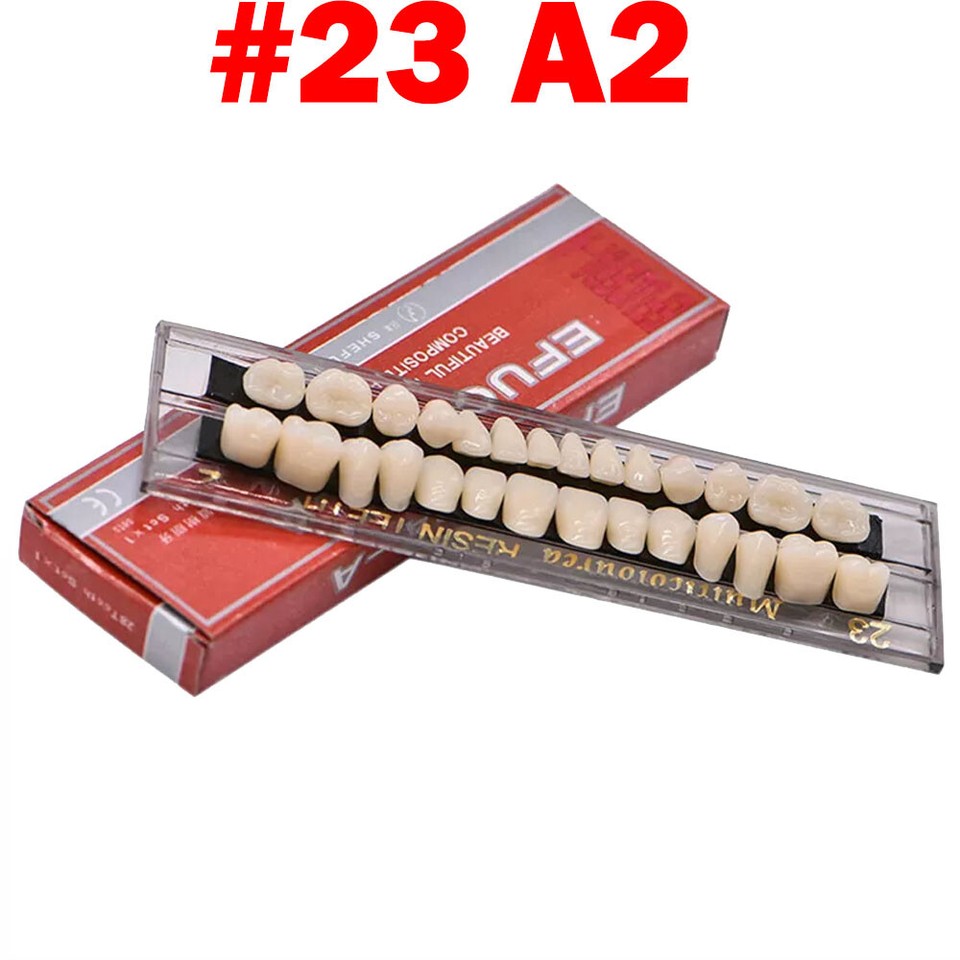 Dental Acrylic Resin Denture Shade #23 A2 Upper Lower Full Set False ...