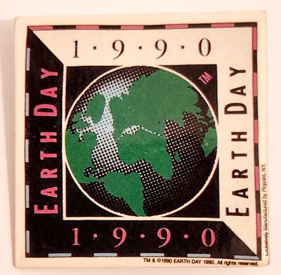 Vintage 1990 Earth Day Pin - white and black - FREE SHIPPING | eBay