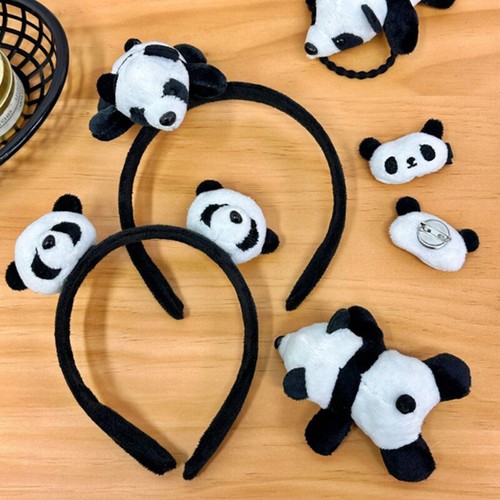 Cute Panda Headdress Elastic Headband Head Loop Fluffy Hair Tie Clip ...