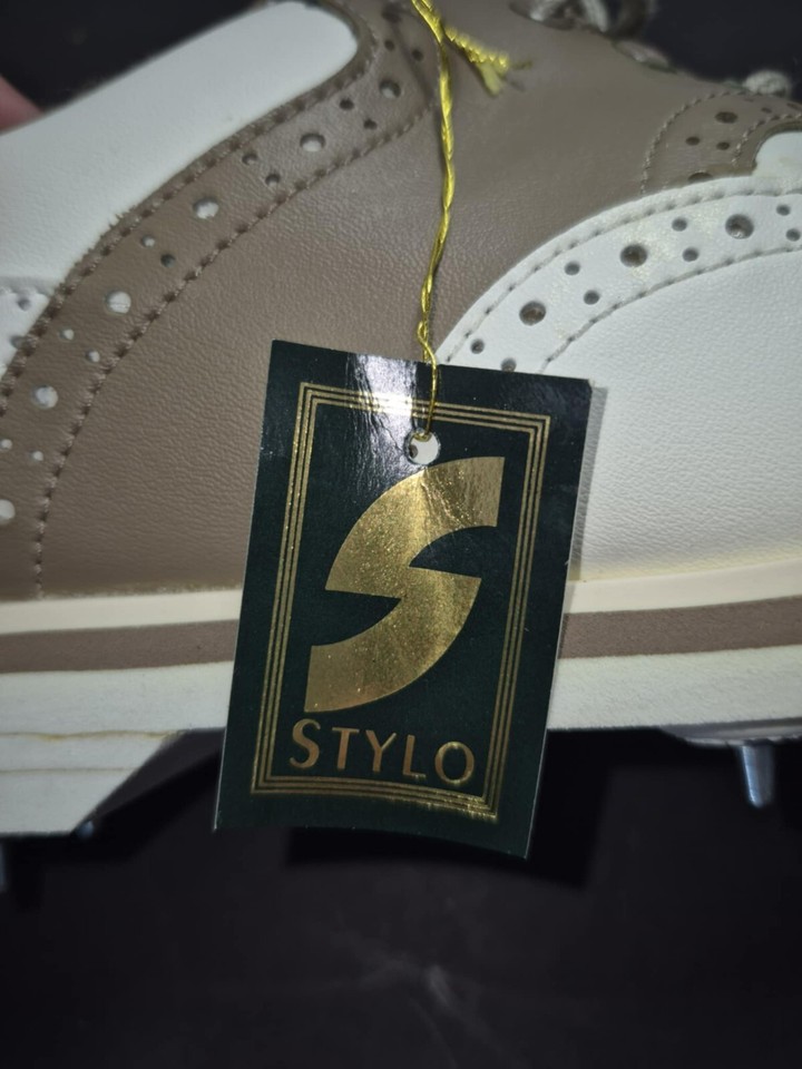 NWT Stylo Lady II women's spiked golf shoes white/brown 7.5 | eBay