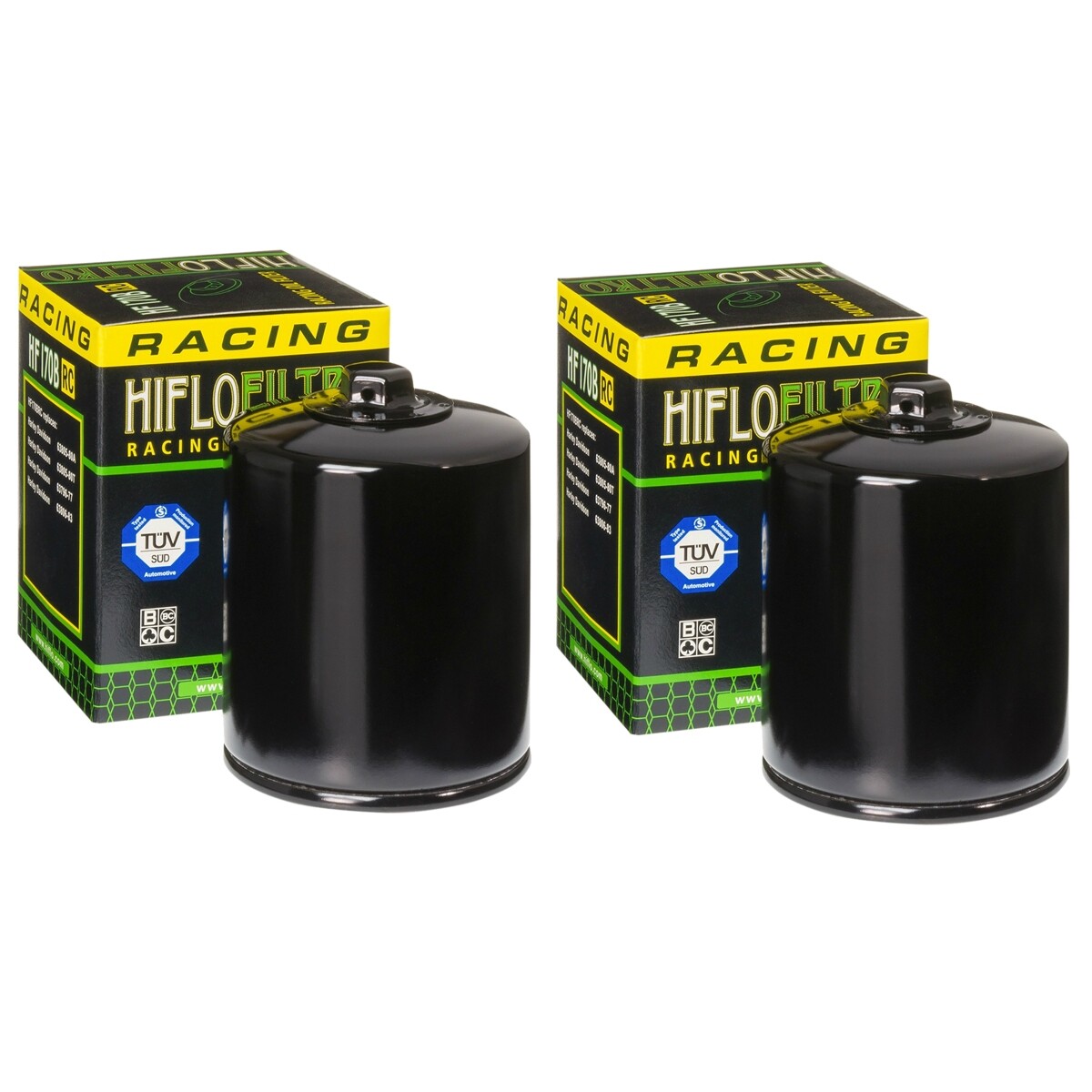 HiFloFiltro HF170BRC Black High Performance Oil Filter Set 80-99 Harley ...