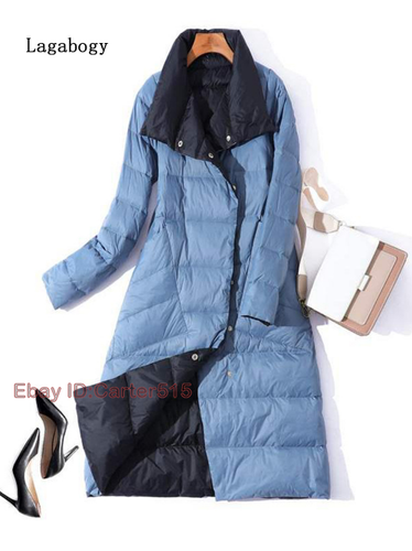 Winter Women 90%White Duck Down Jacket Double Sided Coat Double Breasted Parka | eBay
