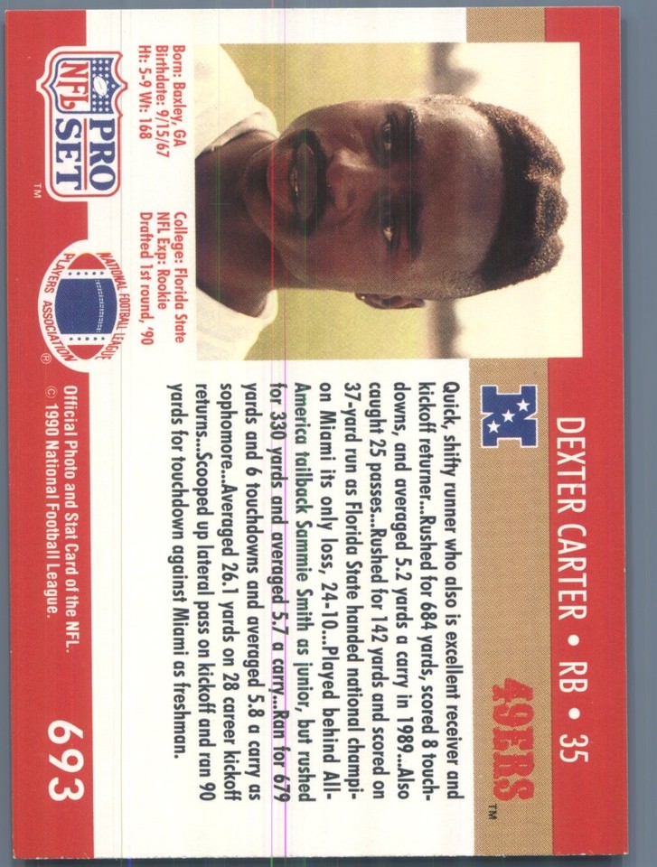 1990 Pro Set #693 Dexter Carter | eBay