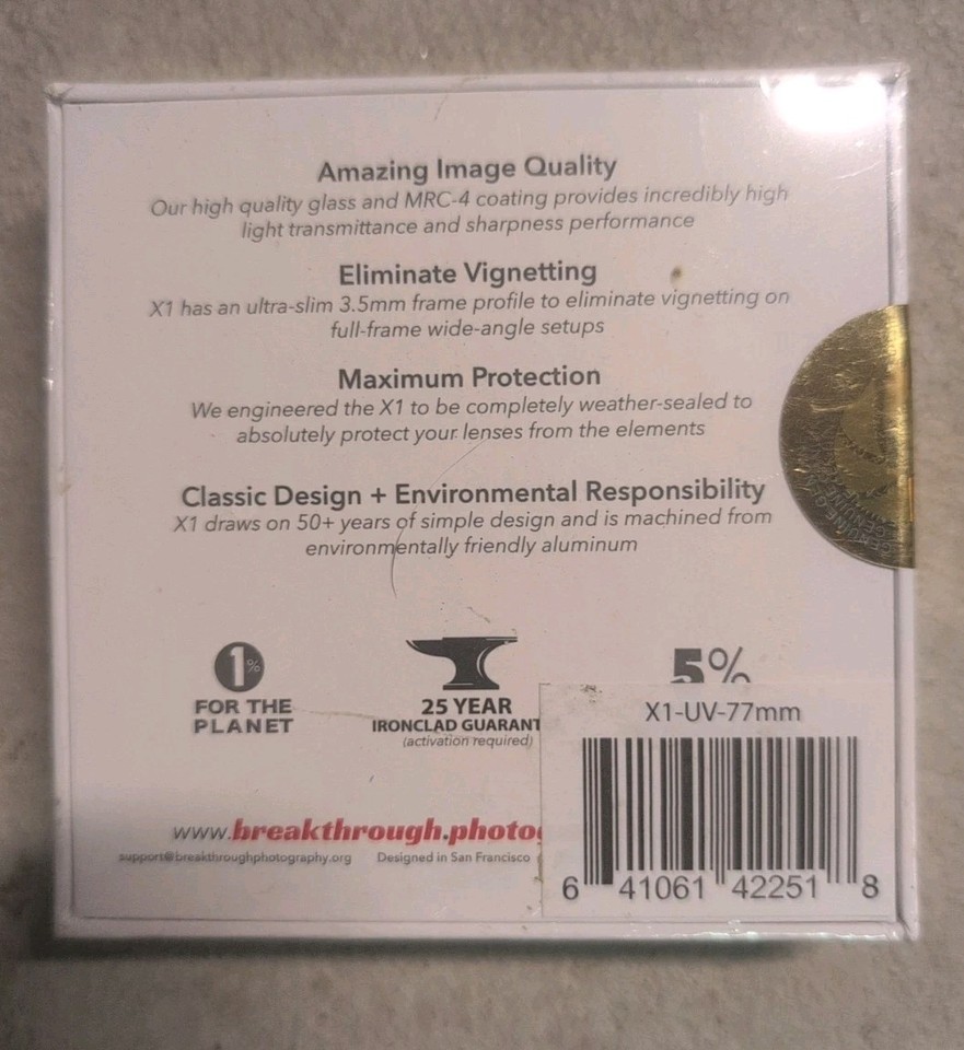 Breakthrough Photography 77mm X1 UV, Mrc4, Ultra Slim, Weather Sealed ...