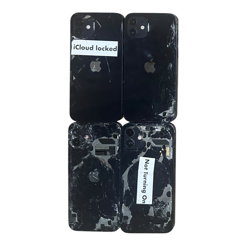 4x Apple iPhone 12 – Cracked Screens & Backs – Untested – Parts Only ...