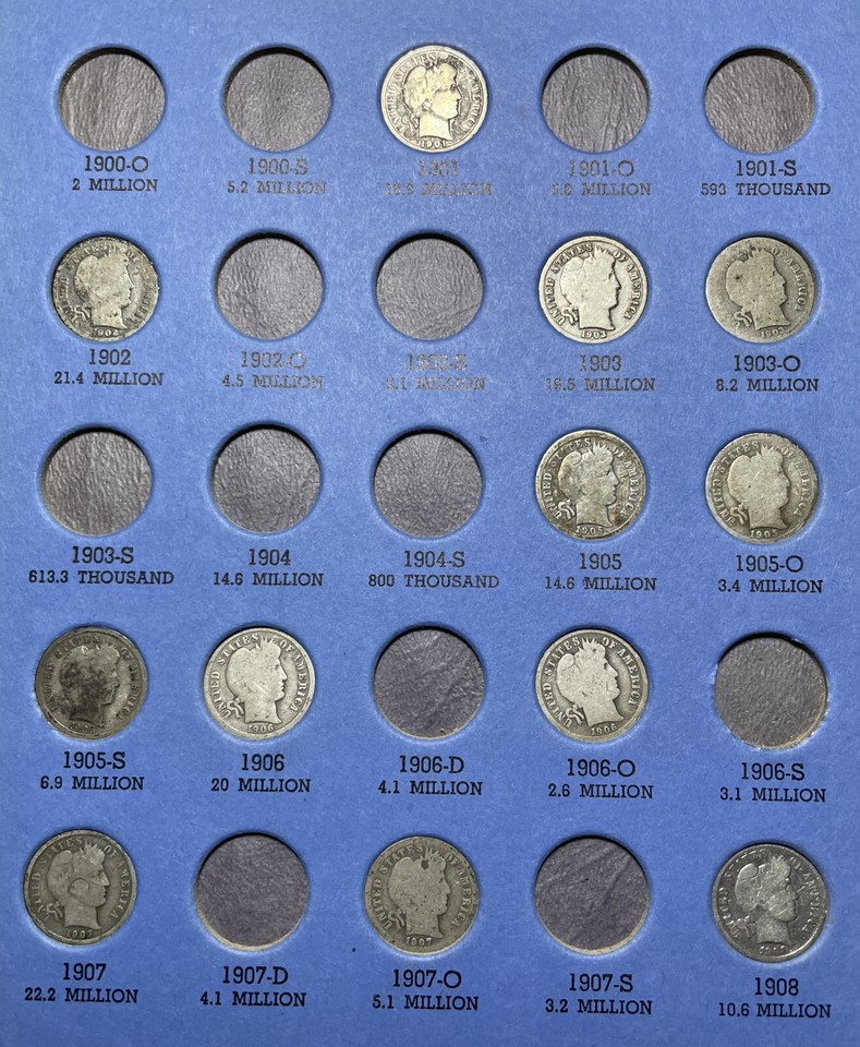 1892-1916 Barber Dime Set * 36 Coins in album | eBay
