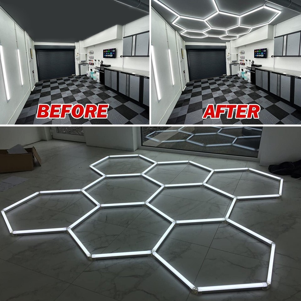 Hexagon LED Garag Lights Customize 8 Hexagonal Grid Honeycomb Light for ...