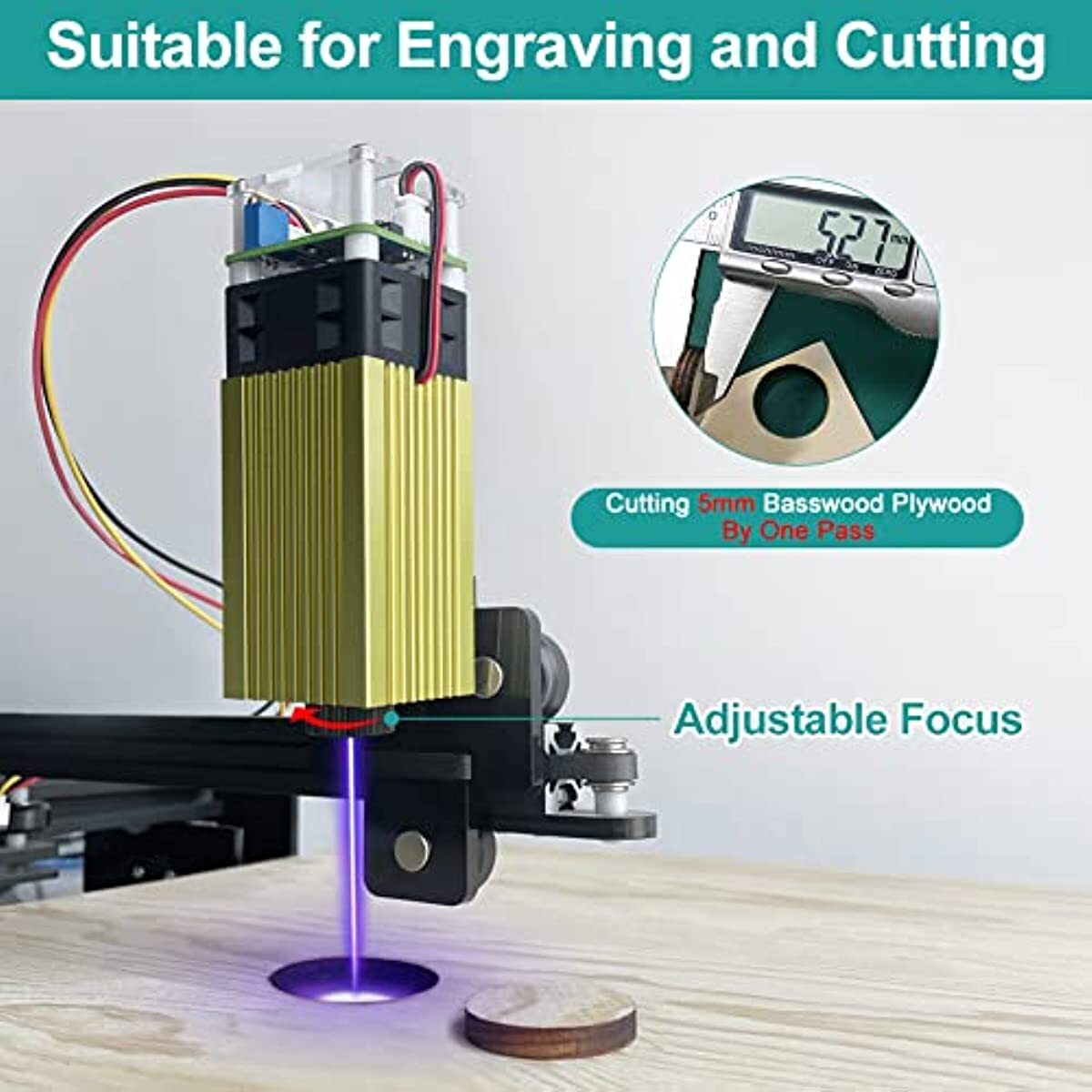 LASER TREE 40W Laser Module Head 450nm Focusable for Cutter Engraving ...