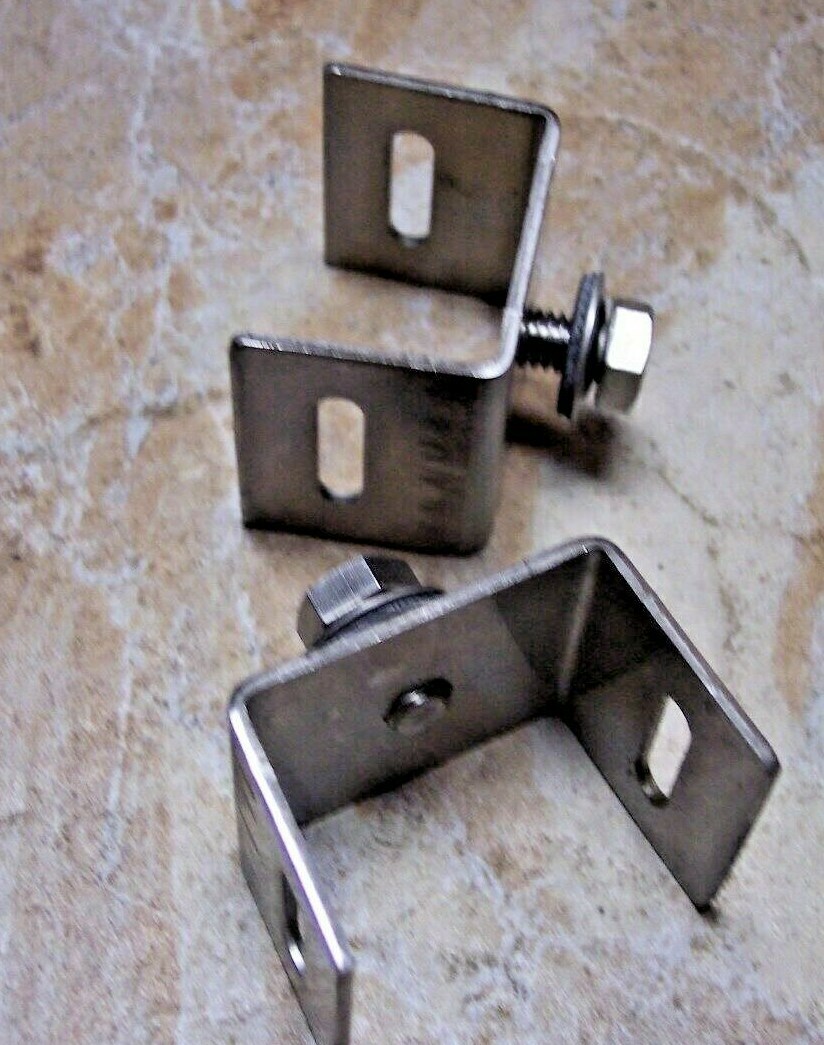 2 STAINLESS STEEL ROAD STREET SIGN MOUNTING BRACKETS BAND HARDWARE USA ...