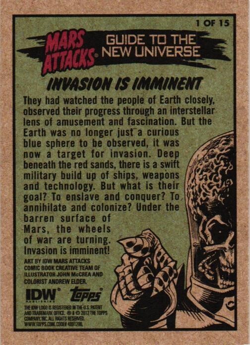 Mars Attack New Universe Invasion is Imminent 2012 Topps Card No#1 of ...