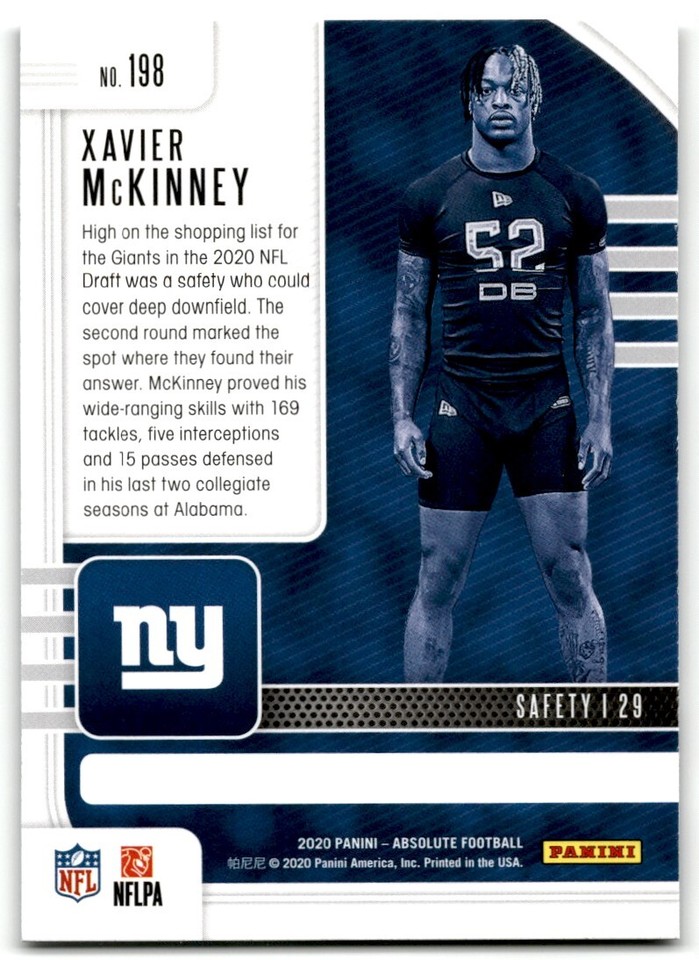 2020 PANINI ABSOLUTE XAVIER MCKINNEY RC NEW YORK GIANTS #198 | eBay
