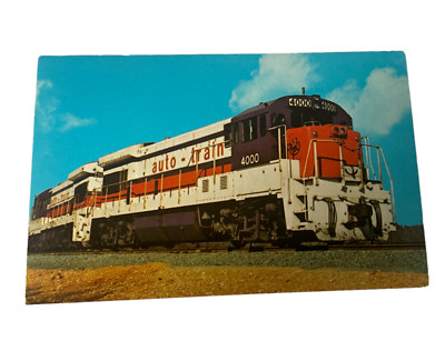 Vtg Train Postcard Auto Train #4000 transports Passengers and their ...