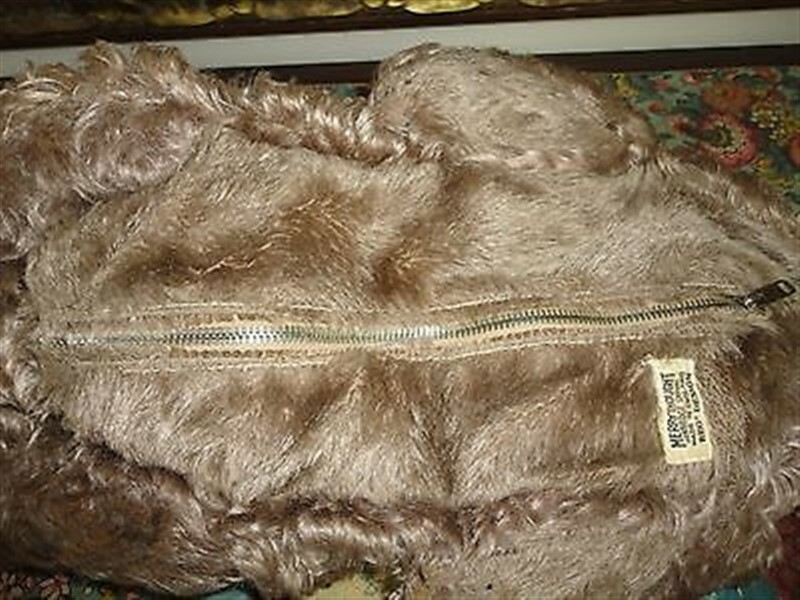 Antique 1950s Merrythought UK REGD Label Dog Pajama Case Mohair Glass ...