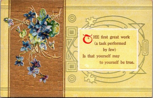 THE FIRST GREAT WORK Poem and FLOWERS embossed unused Postcard | eBay