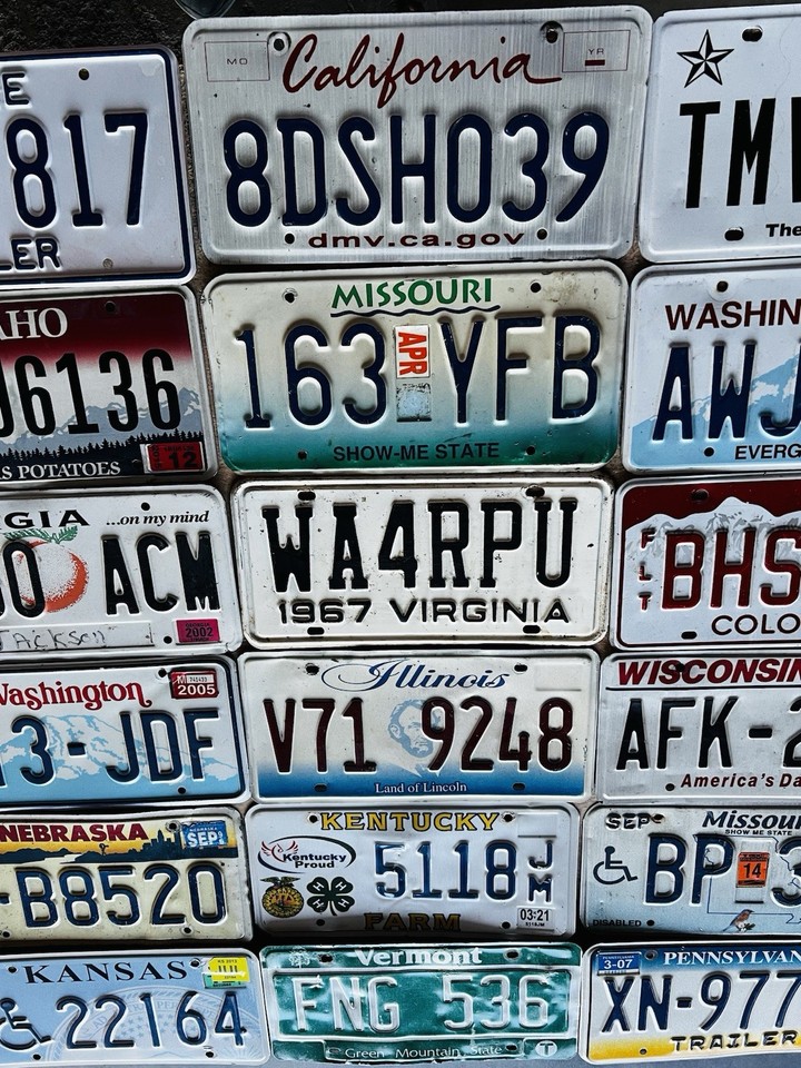 55 USA LICENSE PLATE MIXED LOT FOR CRAFTING OR DISPLAY AK HI NY NJ ...