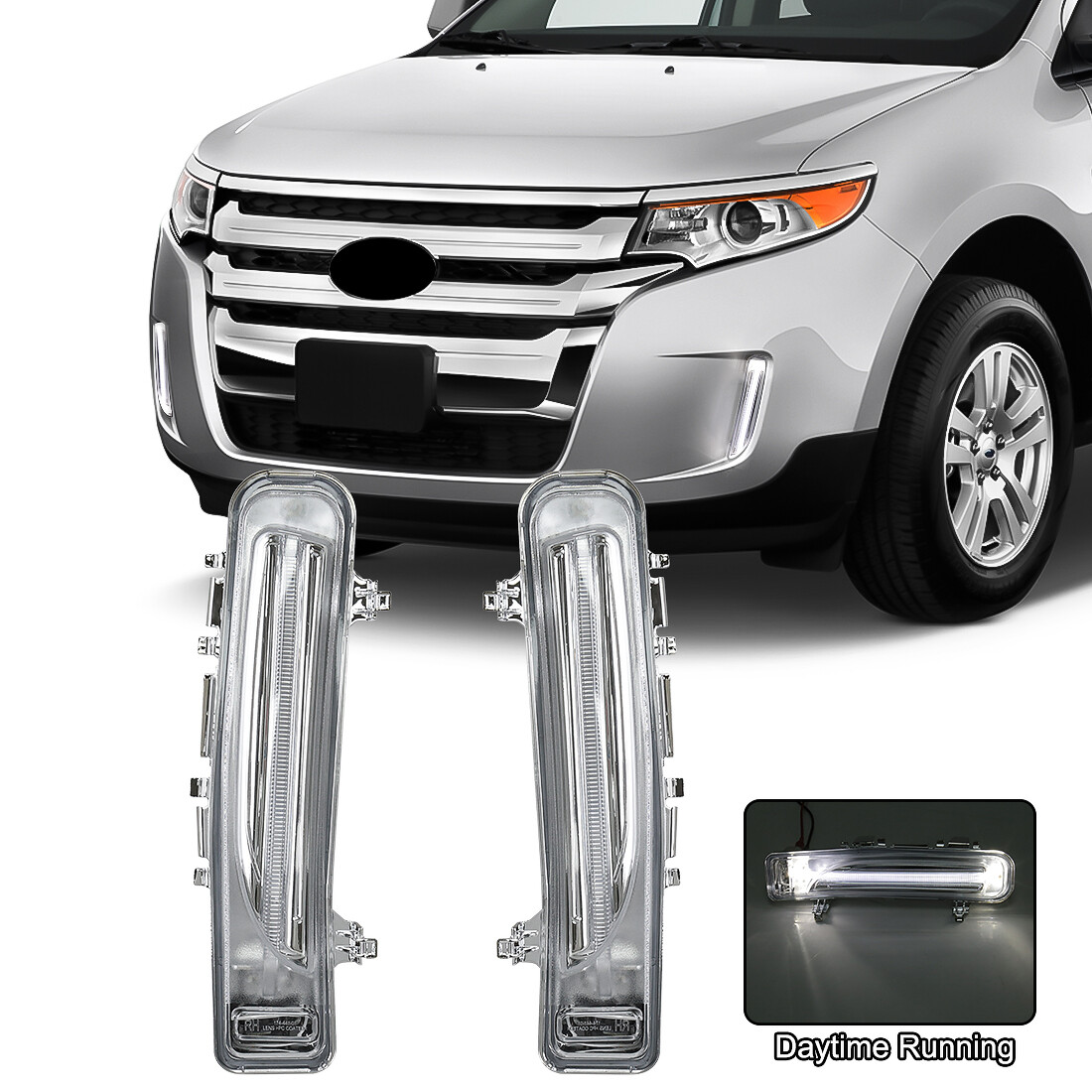 2009-2014 Ford Edge LED Day Running Light DRL White Driving Fog Lamps ...