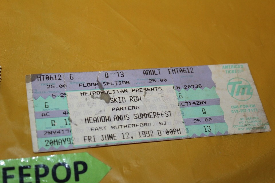 2 Skid Row Pantera Ticket Stubs The Paramount NYC And Meadowlands 1992 ...