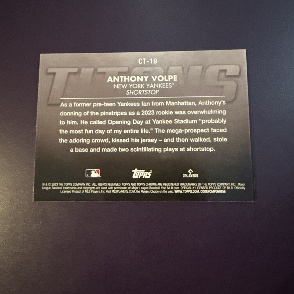 2023 Topps Chrome Update Anthony Volpe Chrome Titans Rookie RC #CT-19 ...
