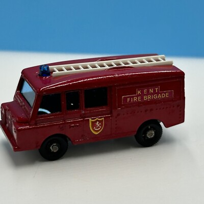 Matchbox Lesney Superfast No.57 Land Rover Red Fire Truck Kent Brigade ...