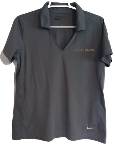 Nike Golf Doubleback Logo Collared Gray V Neck Polo Shirt Mens Size L ...