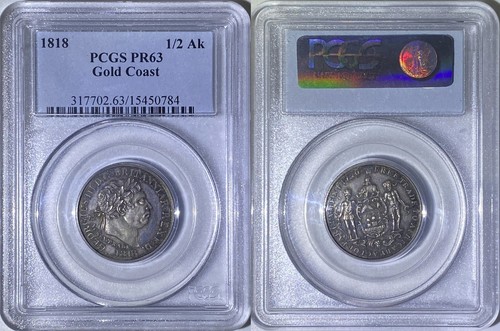 Gold Coast 1818 1/2 Ackey British Outpost Georgius Silver Proof PCGS PF ...