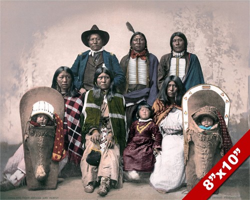 UTE INDIAN CHEIF & FAMILY NATIVE AMERICAN COLOR PHOTOGRAPH ART REAL ...