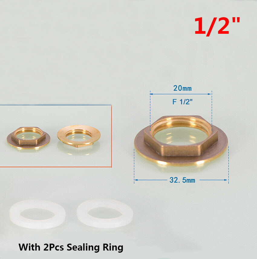 Kitchen Bathroom Faucet Back Nuts Brass Hex Flanged Lock Nuts BSP 1/2 ...
