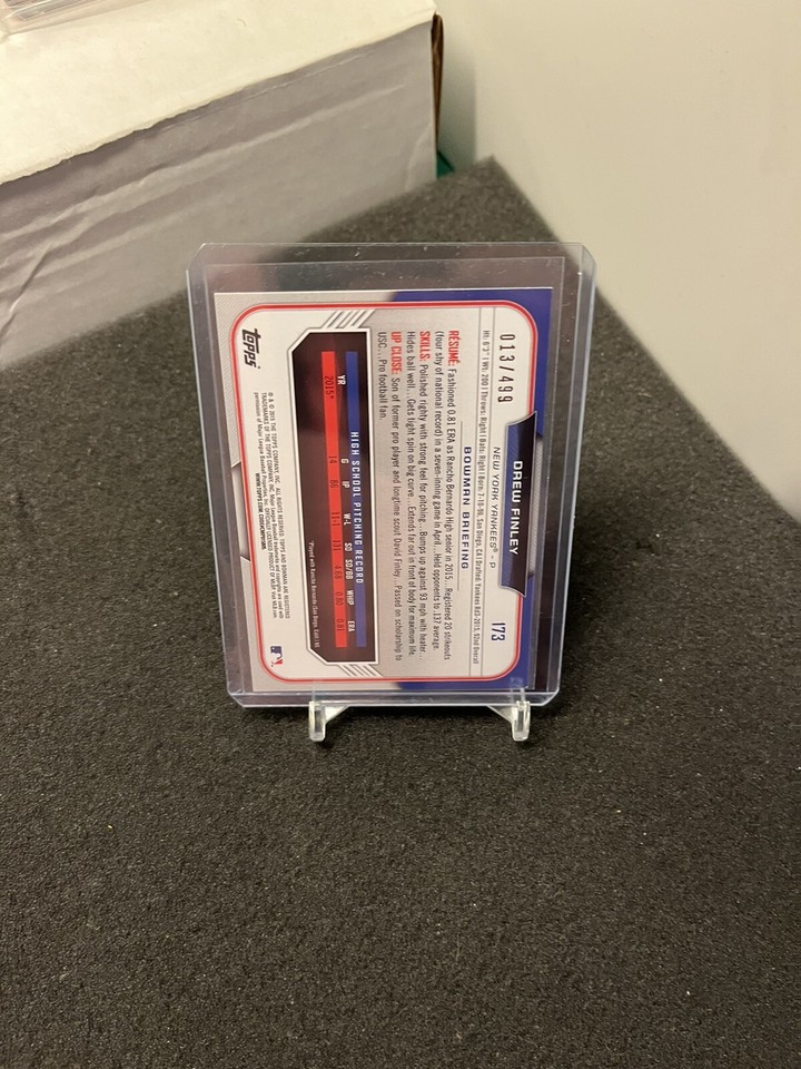 Drew Finley 1st Rookie 2015 Bowman card 173 New York Yankees RC Silver ...