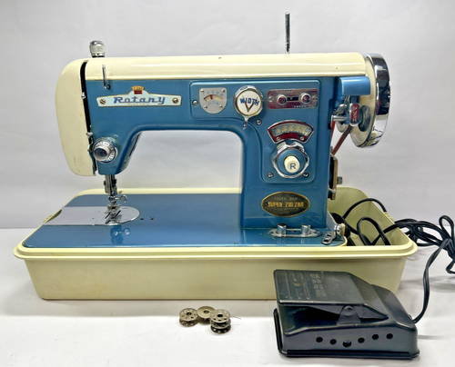 Vintage Rotary Sewing Machine Model NAZ Super Zig Zag w/Case TESTED SEE ...