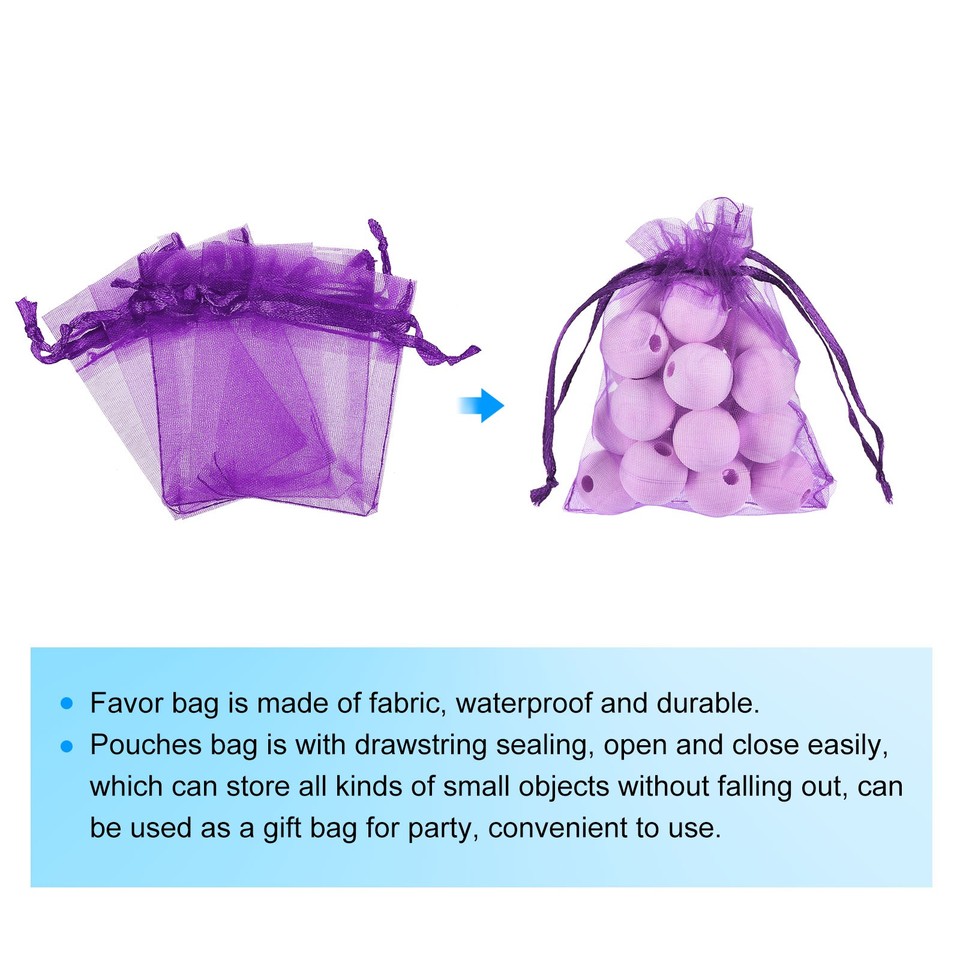 100pcs Organza Bags 2x3 Inch Drawstring Favor Pouches Mesh Bag Deep ...