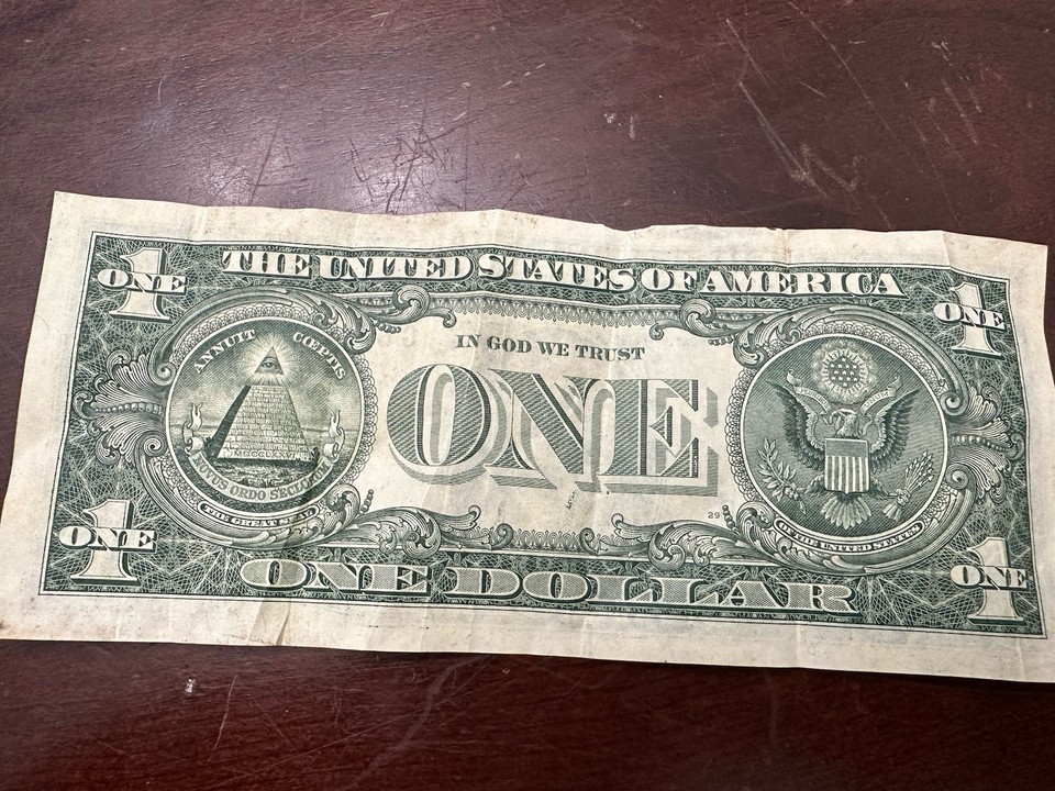 Rare One Dollar Bill Offset Printing Back On Front Wet Ink Transfer ...