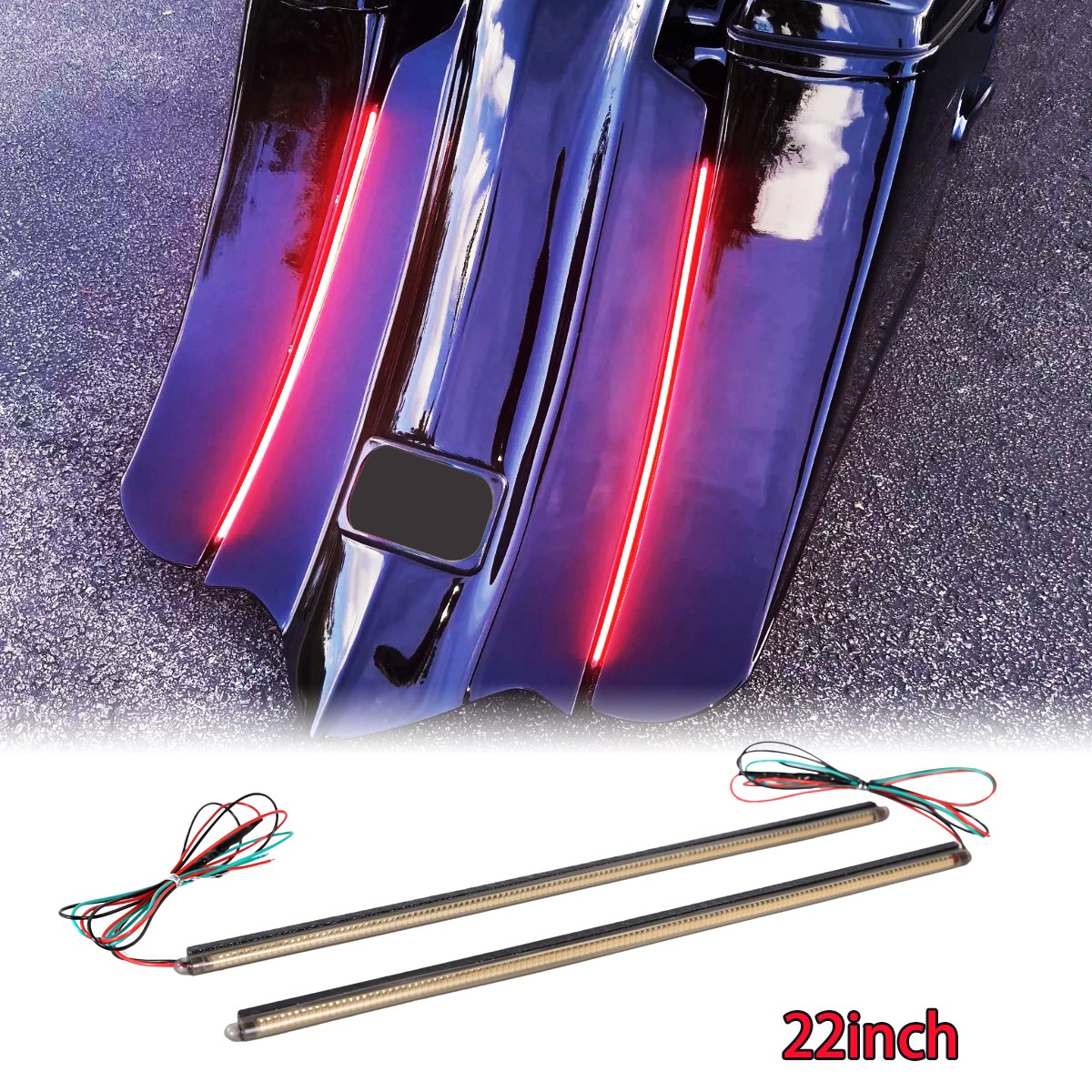 22" LED Taillight Strip Kit for Harley Touring Bagger Stretched Fender